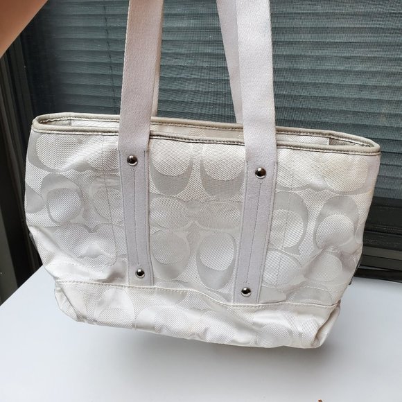 Coach | Bags | Coach F9712 Kyra Nylon Signature Whitesilver | Poshmark